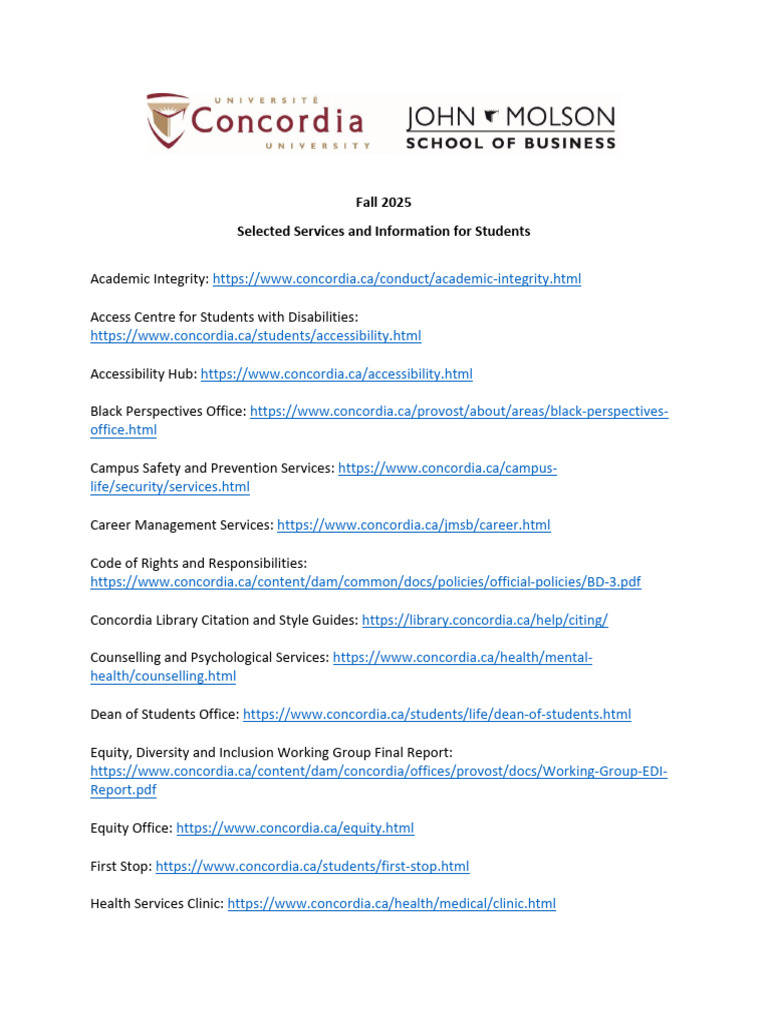 FINA 200 - Selected Services and Information For Students (Fall 2025 ...