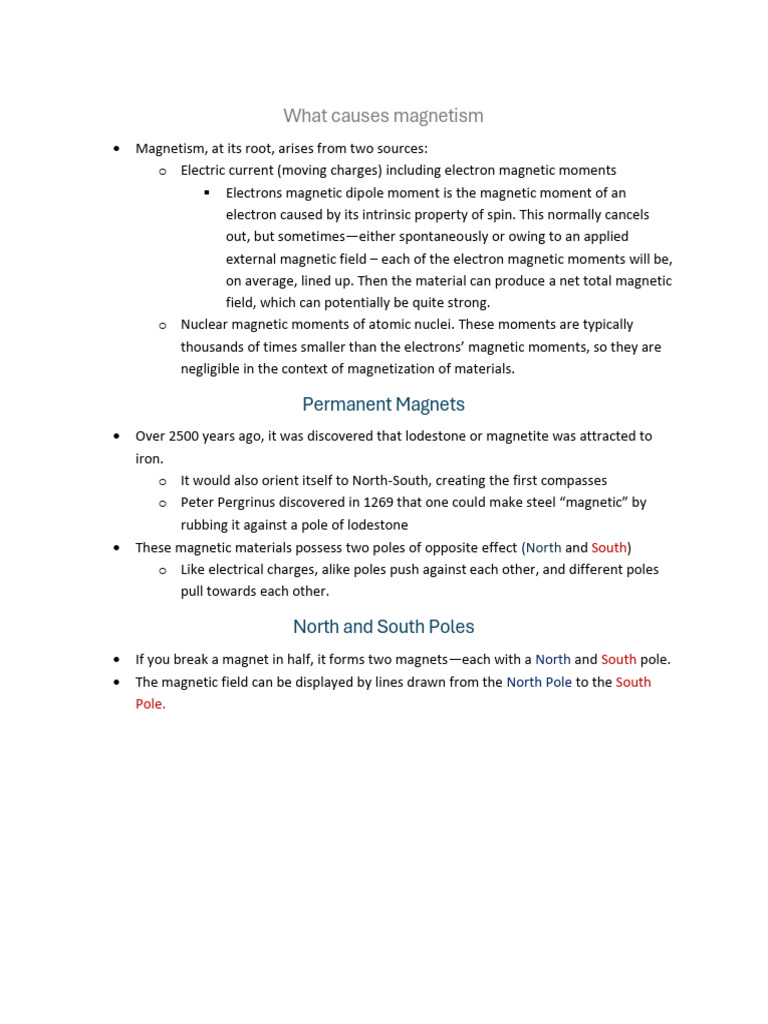 Understanding Magnetism and Its Sources | PDF | Magnetism | Magnet