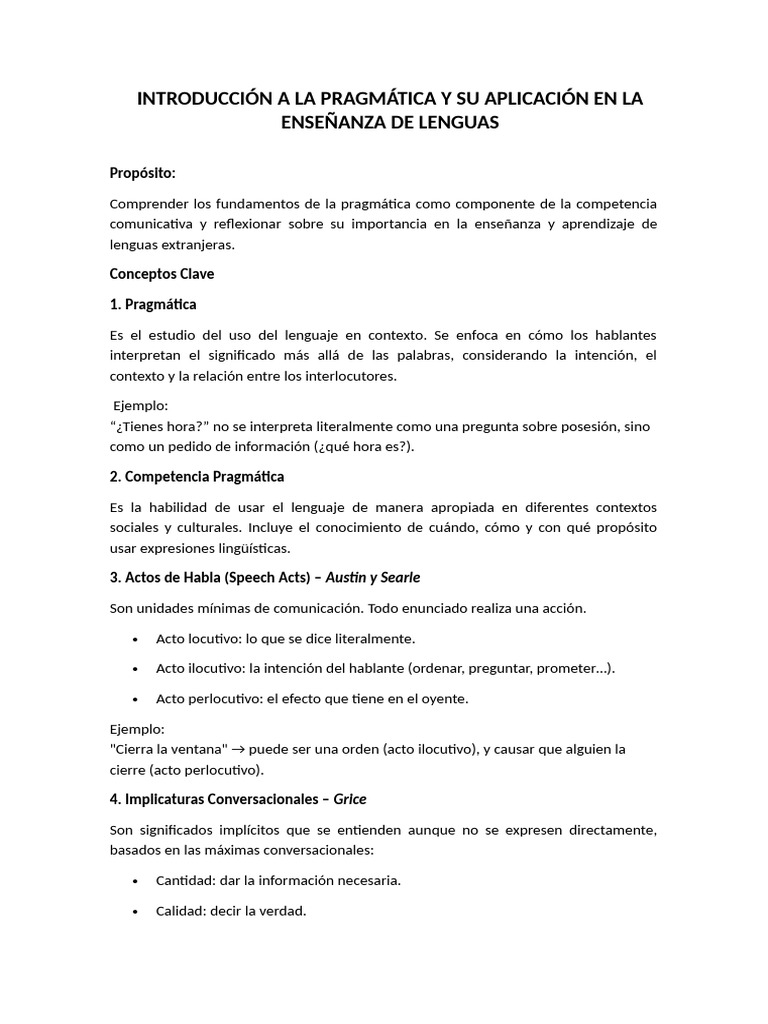 Introducción a la Pragmatics y su Aplicación en la Enseñanza de Lenguas ...