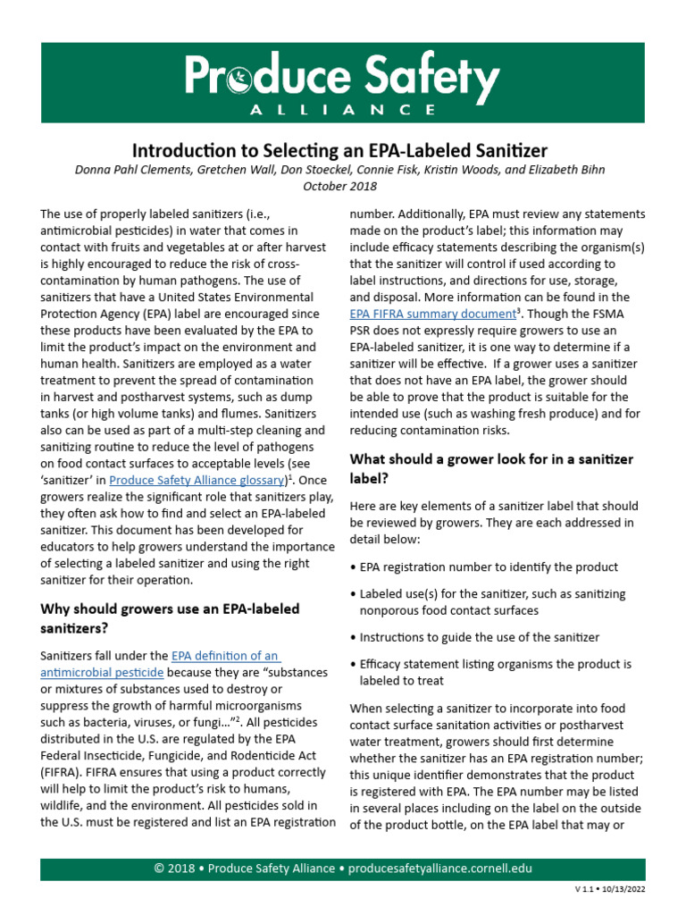 PSA - Food Safety Sanitizer | PDF | Disinfectant | Biocides