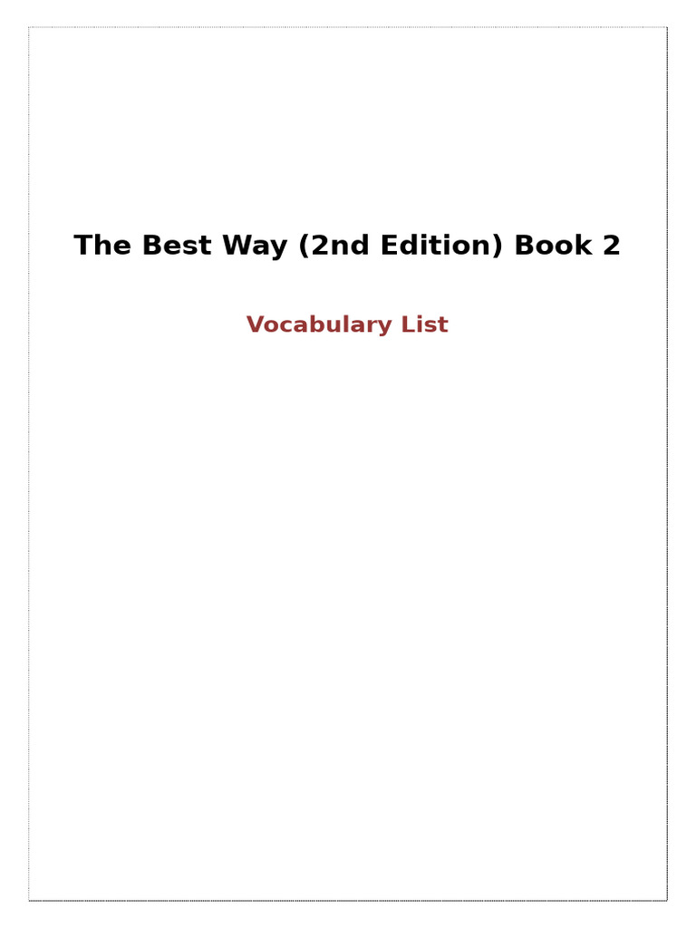 Vocabulary List for The Best Way Book 2 | PDF | Foods | Soil