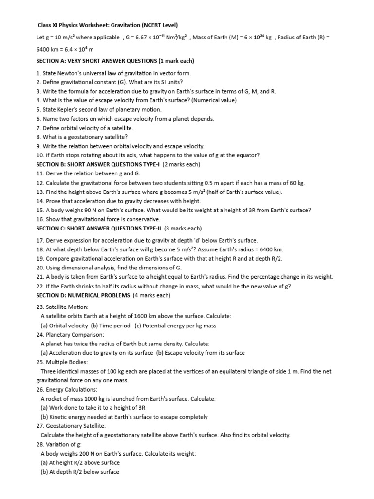 Class 11 Worksheet | PDF | Velocity | Mass