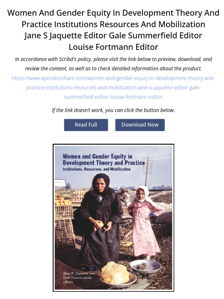 Women And Gender Equity In Development Theory And Practice Institutions ...