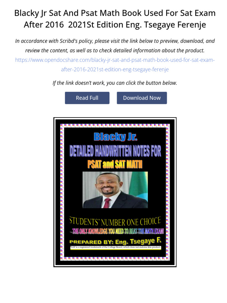 Blacky Jr SAT and PSAT Math book used for SAT exam after 2016 2021st ...