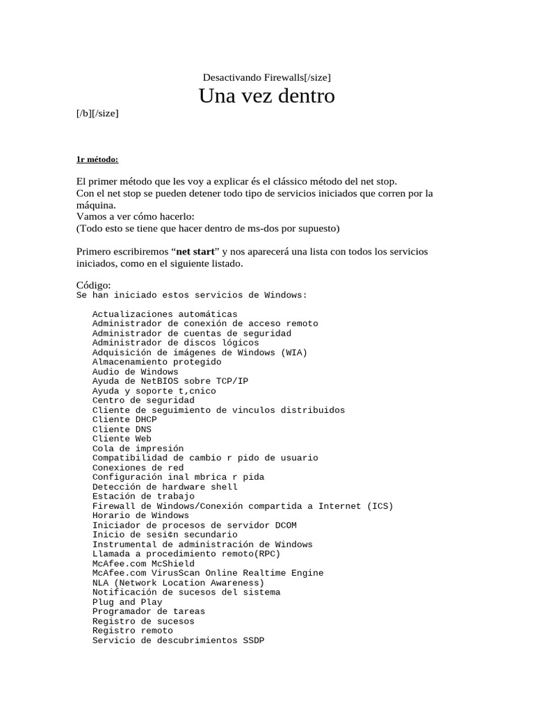 Cómo Desactivar el Firewall de Windows | PDF | Cortafuegos (informática ...