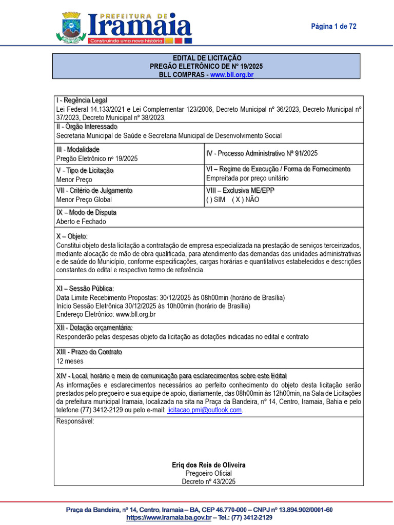 Edital+PE+19 2025+ +Tercerizacao+Saude+e+Social | PDF | Contabilidade ...