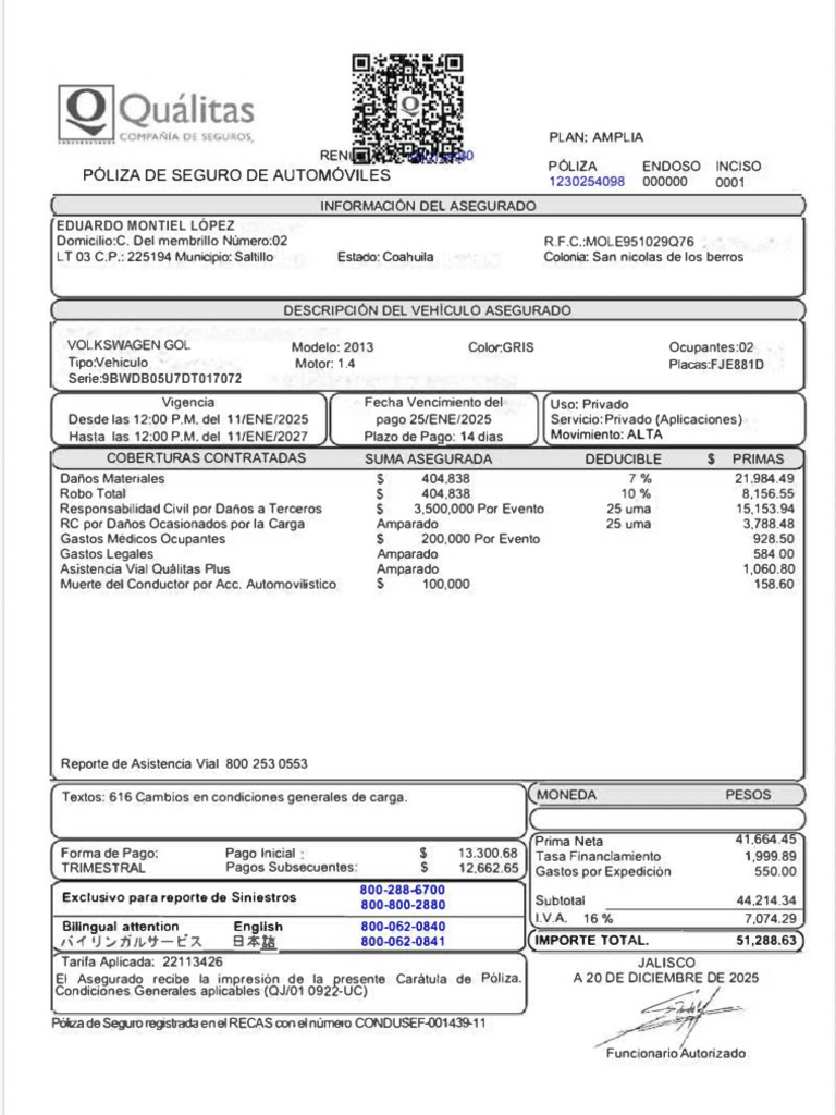 Póliza de Seguro de Auto 2013 - Amplia | PDF | Póliza de seguros | Seguro