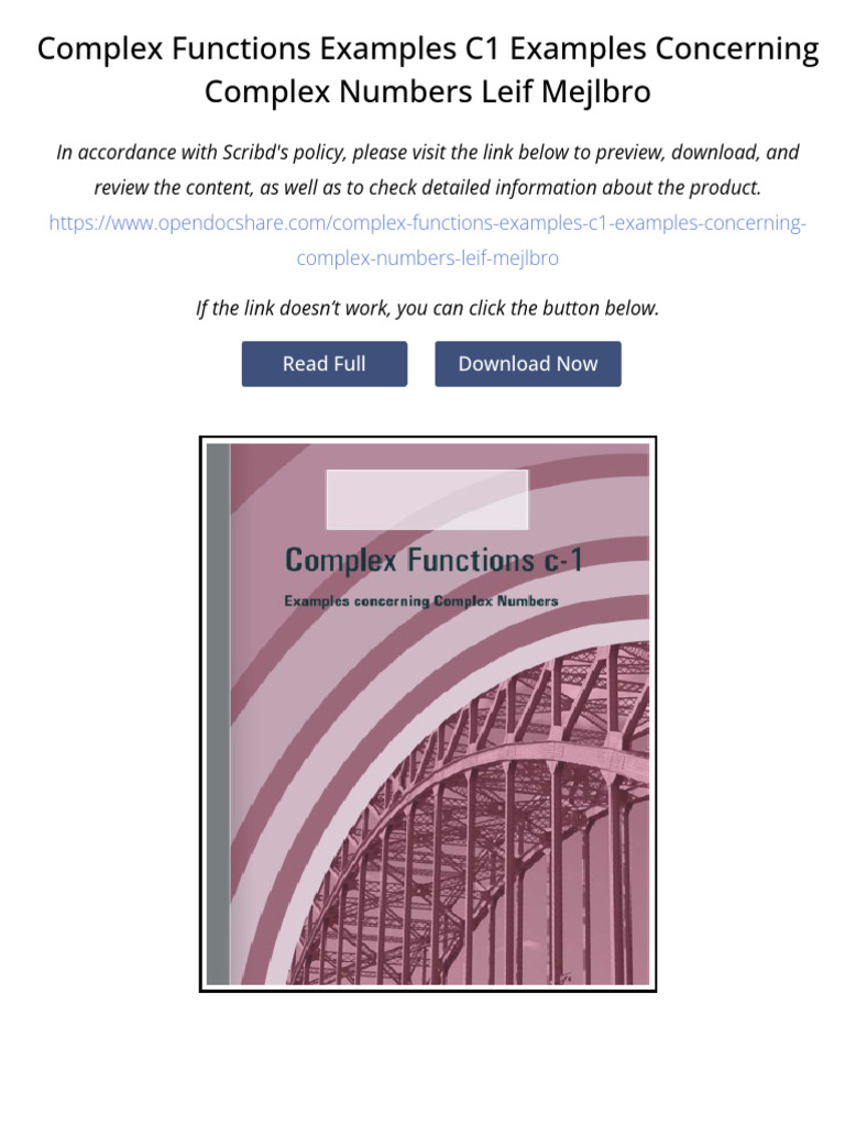 Complex Functions Examples C1 Examples Concerning Complex Numbers Leif Mejlbro | PDF | Complex ...