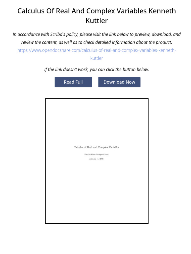 Calculus of Real and Complex Variables Kenneth Kuttler | PDF ...