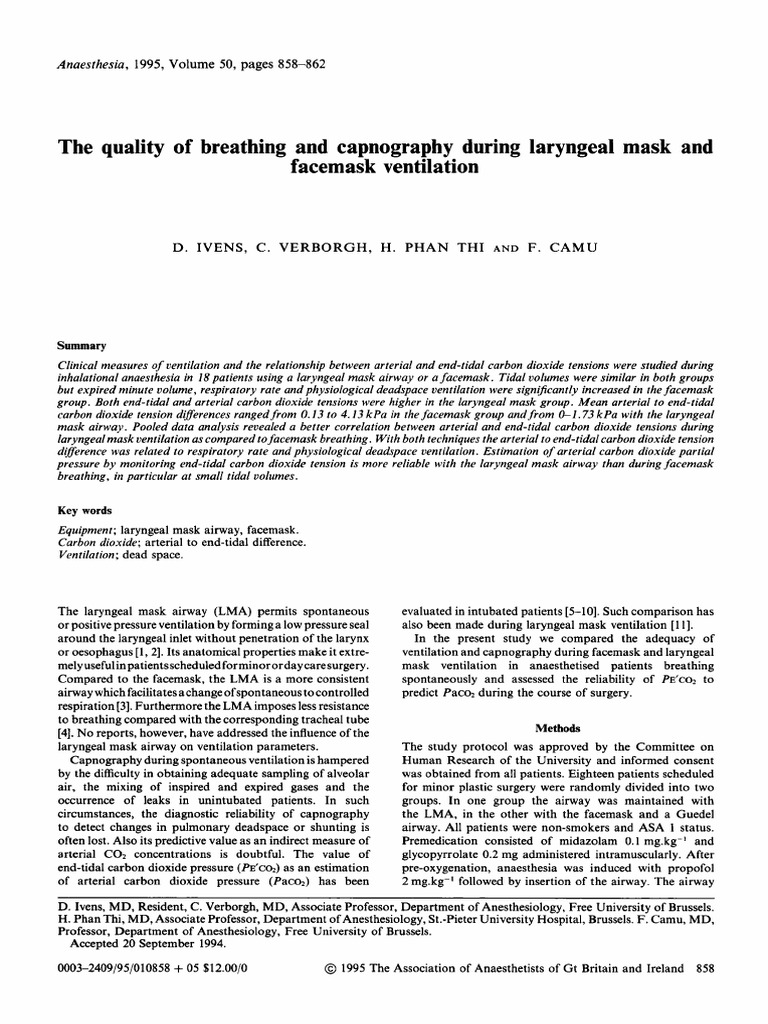 Anaesthesia - October 1995 - IVENS - The Quality of Breathing and ...