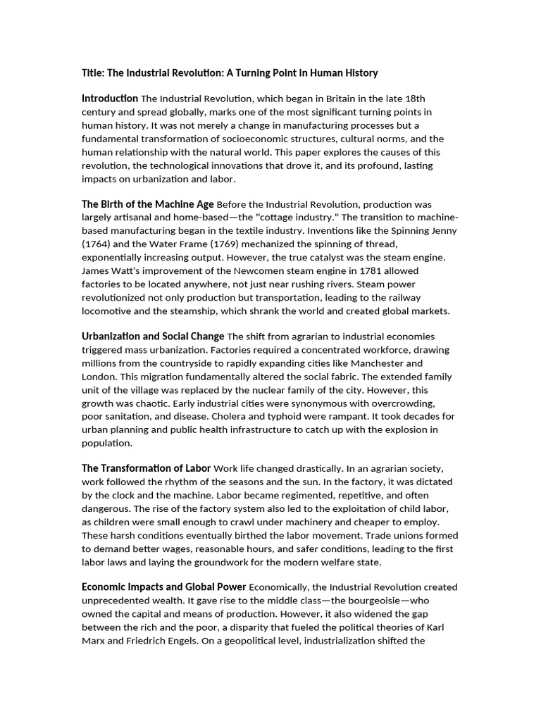 Industrial Revolution: Impact and Legacy | PDF | Industrial Revolution ...