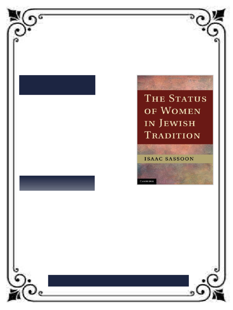 The Status of Women in Jewish Tradition 1st Edition Isaac Sassoon ebook ...