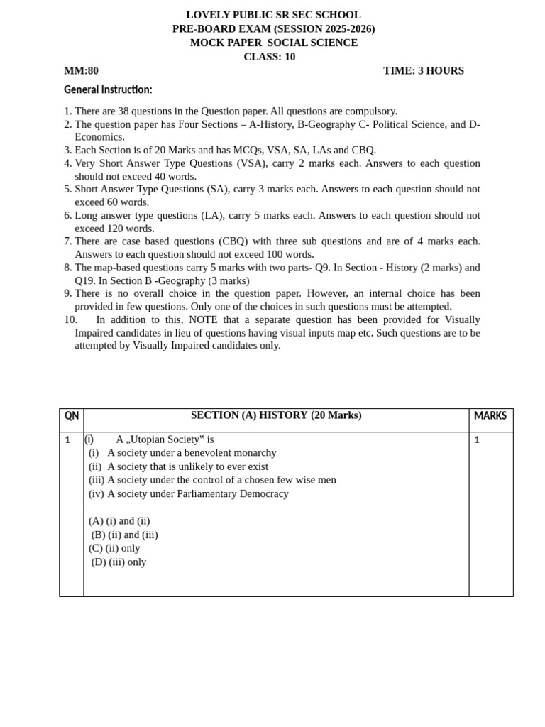 Sst Mock Paper | PDF