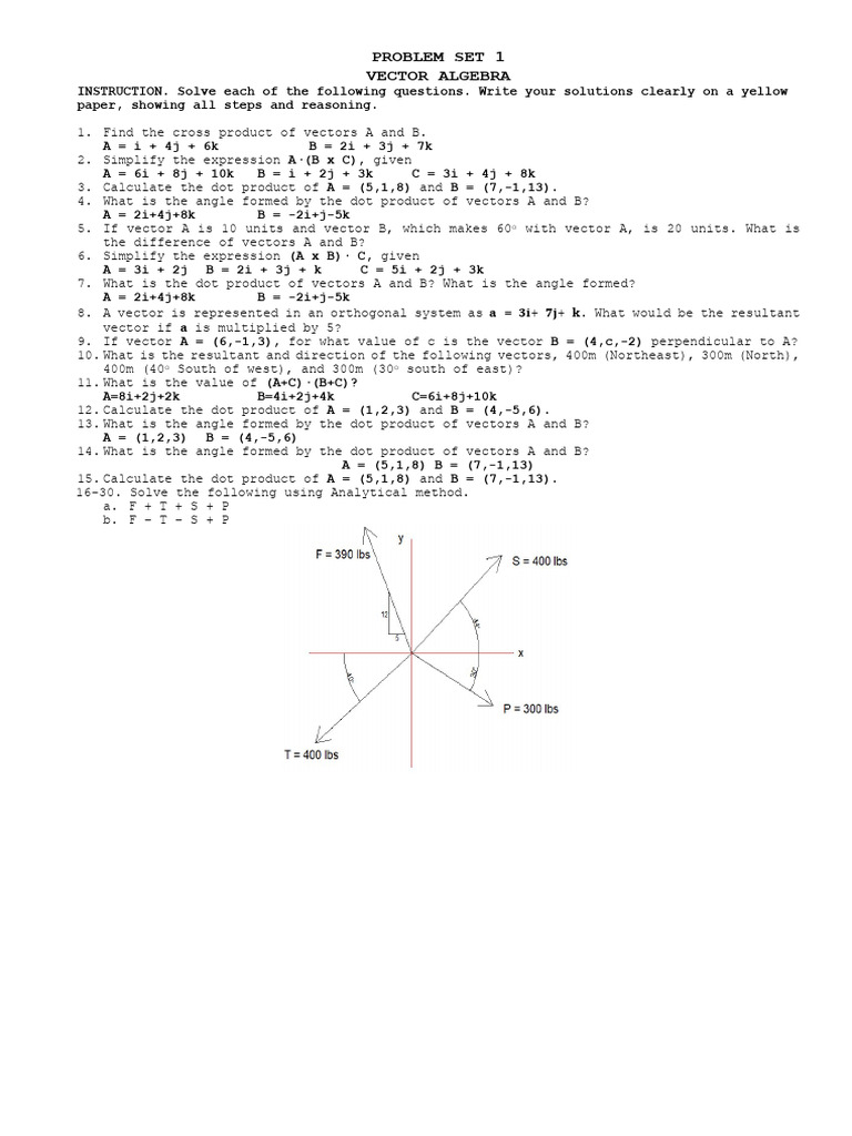 Vector Algebra Problem Set Solutions | PDF