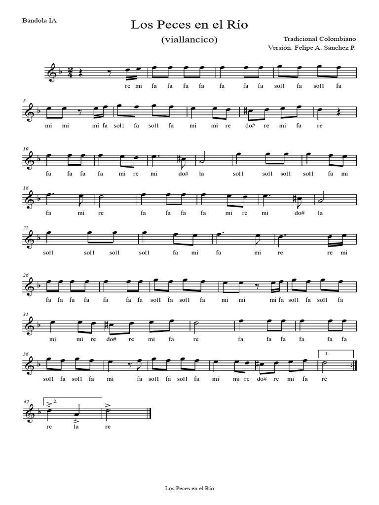 Los Peces en el Río - Bandola I | PDF