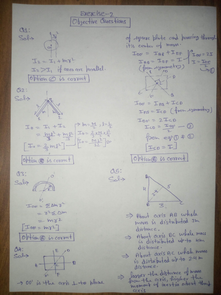 Sol Rotational Motion Ex - 2 Objective | PDF