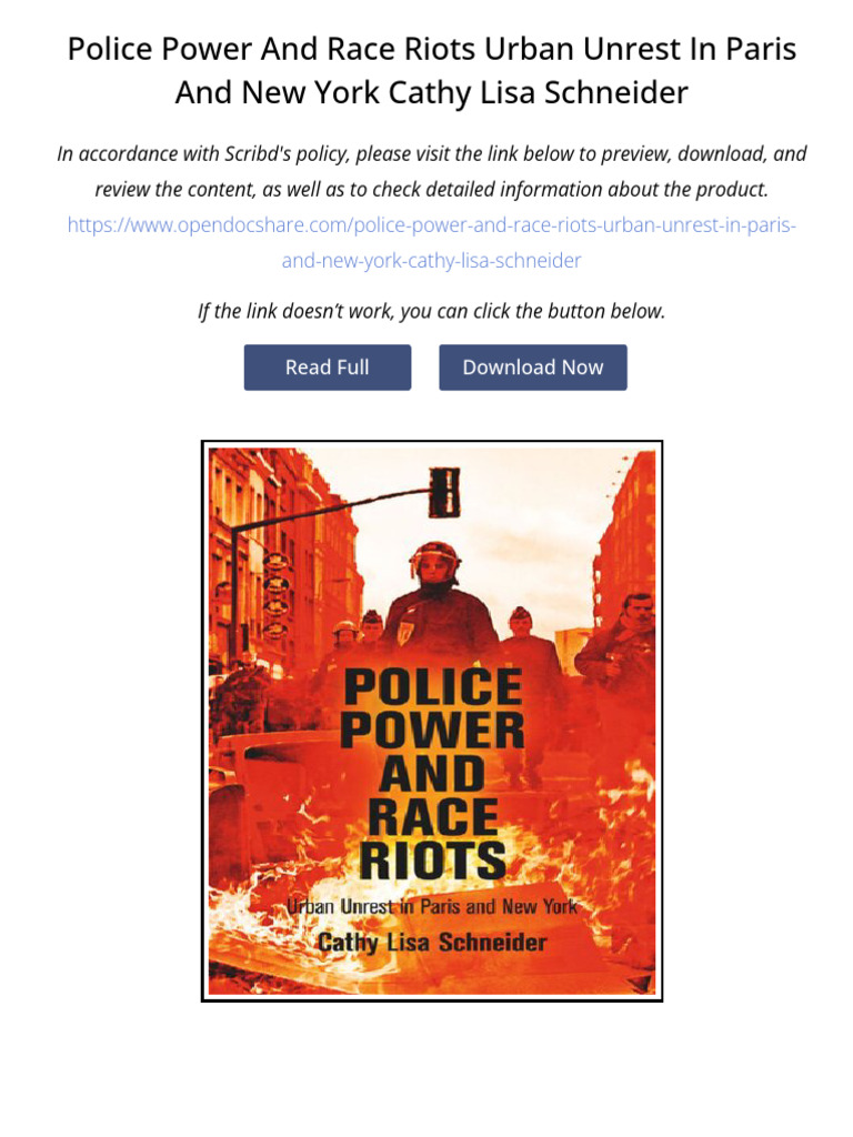 Police Power And Race Riots Urban Unrest In Paris And New York Cathy ...