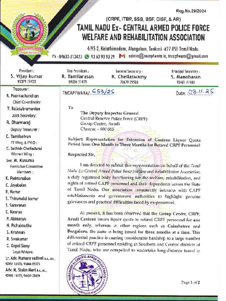 Letter to DIG GC CRPF Avdai_20251103_0001 | PDF