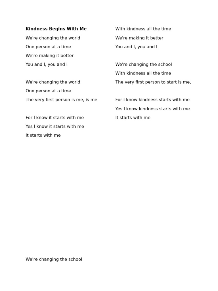 Kindness Begins With Me | PDF