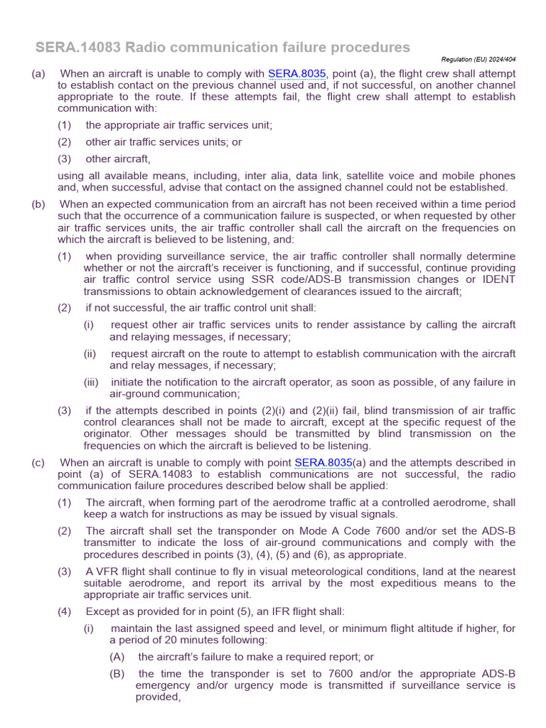 Radio Communication Failure Procedures | PDF | Instrument Flight Rules ...