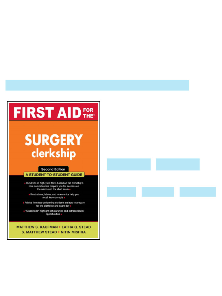 First Aid for the Surgery Clerkship 2nd Edition (First Aid Series) Wei ...