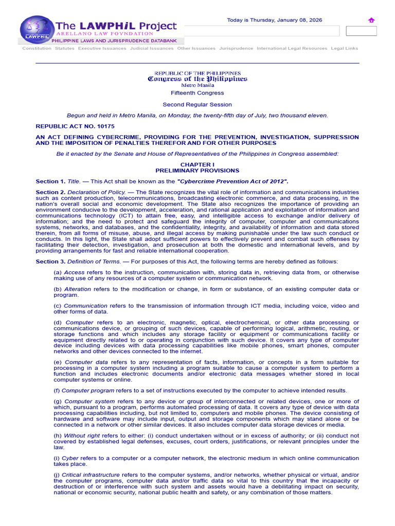 Republic Act No. 10175 | PDF | Computer Security | Security