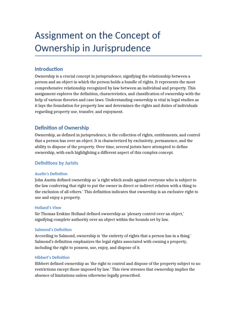 Understanding Ownership in Jurisprudence | PDF | Property | Ownership