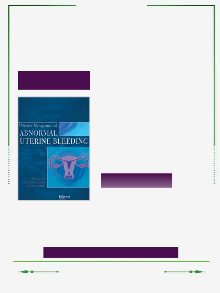 Modern Management of Abnormal Uterine Bleeding 1st Edition Peter O ...