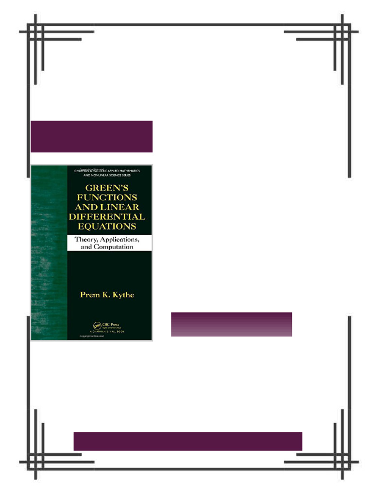 Green s Functions and Linear Differential Equations Theory Applications ...
