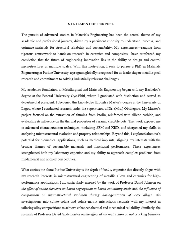 PhD Aspirations in Materials Engineering | PDF | Materials Science ...