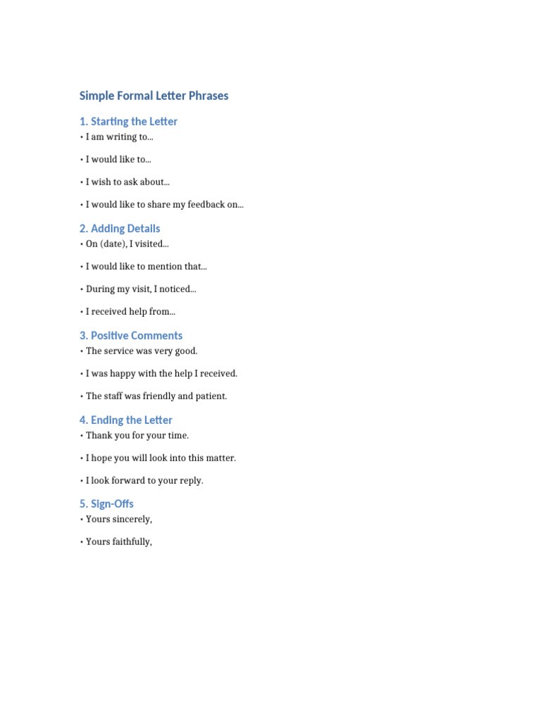 Simple Formal Letter Phrases | PDF