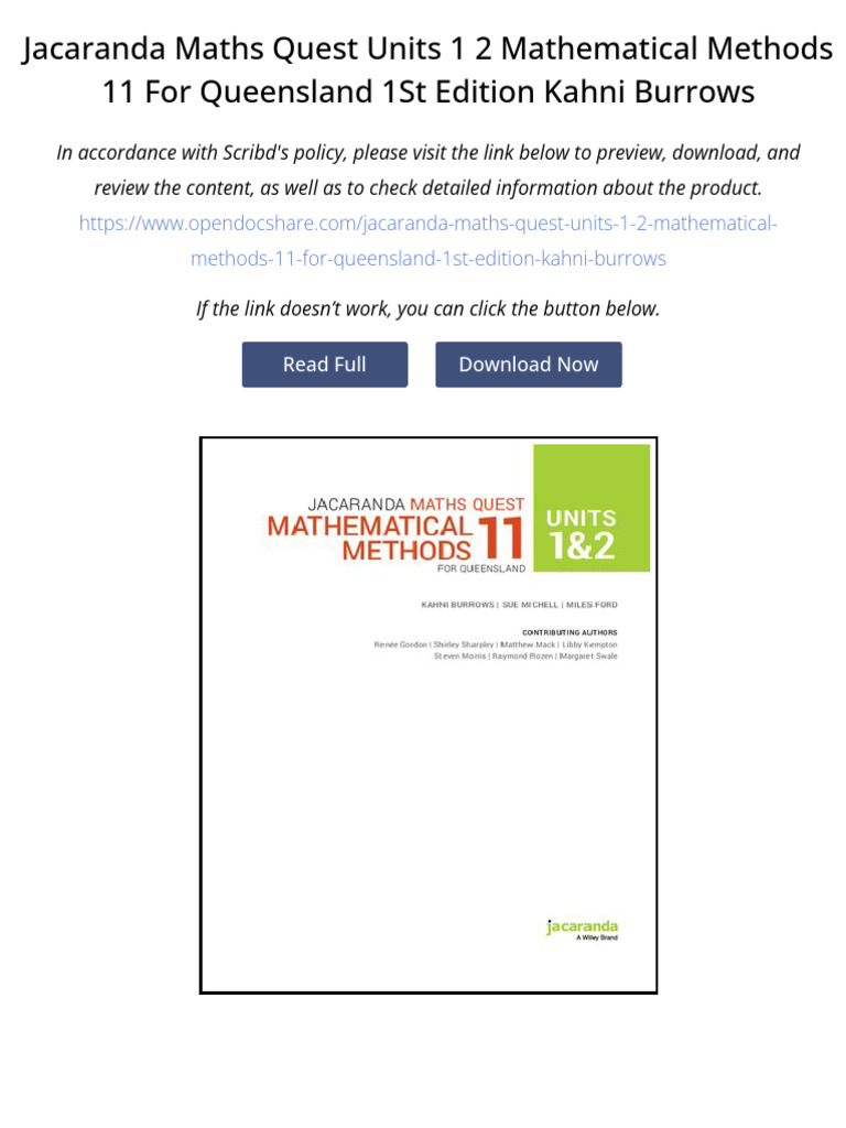 Jacaranda Maths Quest Units 1 2 Mathematical Methods 11 for Queensland ...