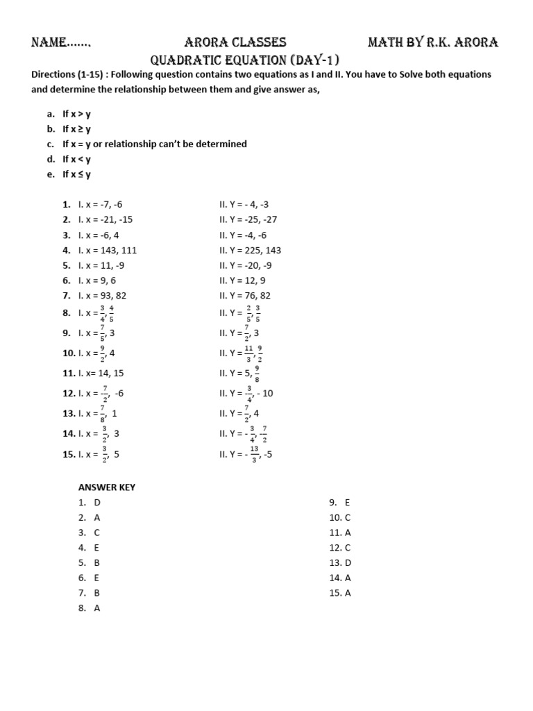 QUADRATIC EQUATION SHEET_37152586_2025_12_22_13_12 | PDF | Mathematics ...