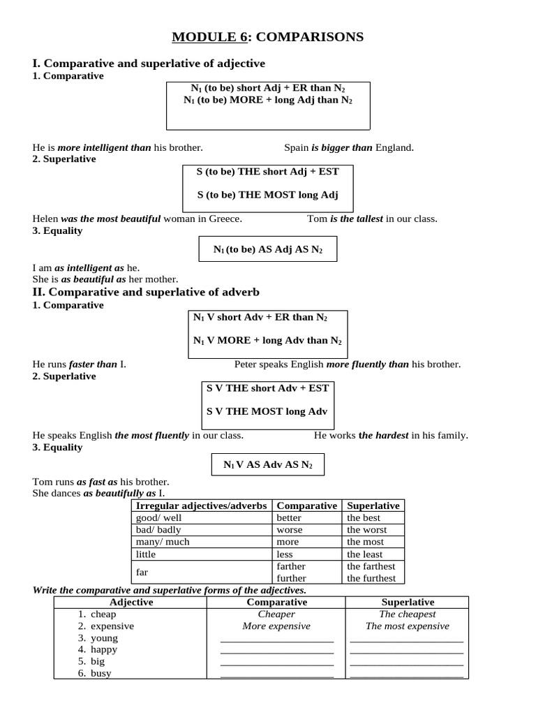 Comparative and Superlative Forms Guide | PDF | Linguistics | Language ...
