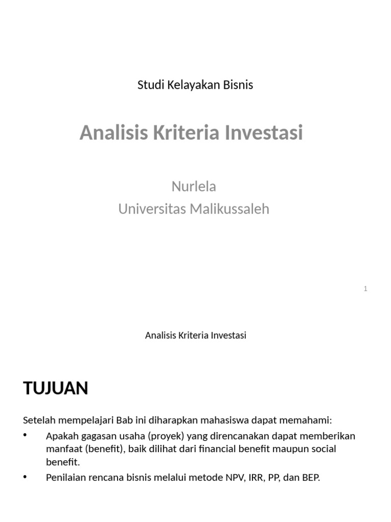 Analisis Kriteria Investasi NPV dan IRR | PDF