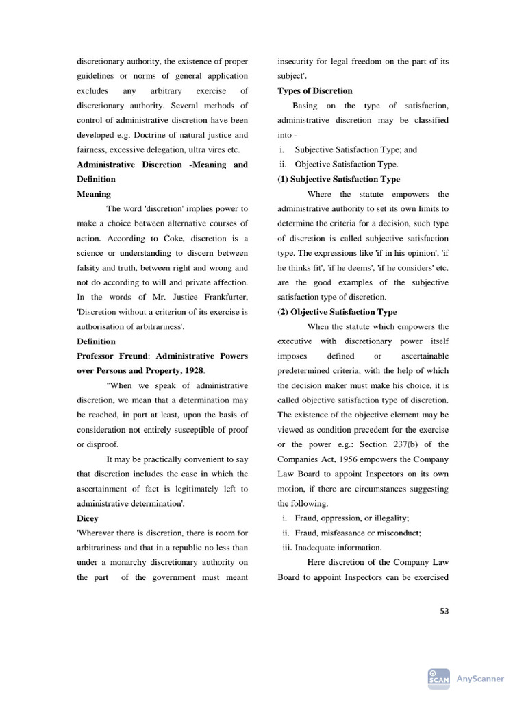 Administrative Discretion and Control | PDF