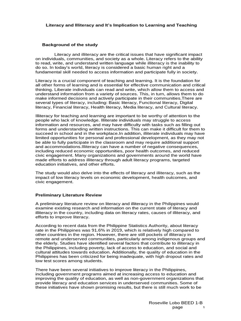 Concept Paper ED7 | PDF | Literacy | Learning