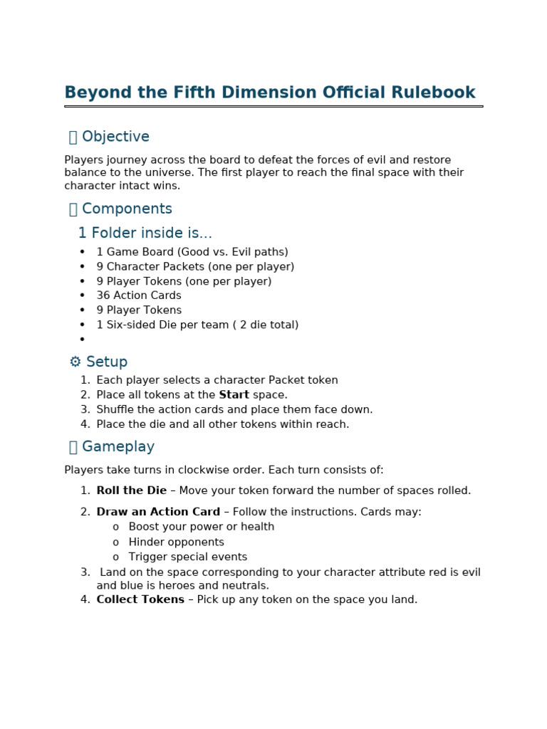 Beyond Fifth Dimension Rulebook (1) | PDF