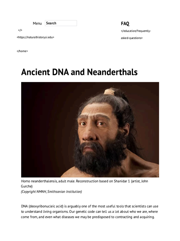 Ancient DNA and Neanderthals the Smithsonian National Museum of Natural ...