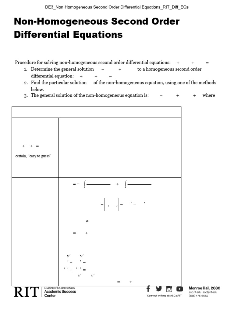 Solve Non-Homogeneous Differential Equations | PDF | Equations | System ...