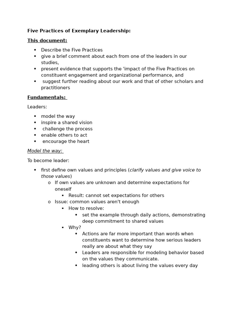 Five Practices of Exemplary Leadership | PDF | Leadership | Social ...