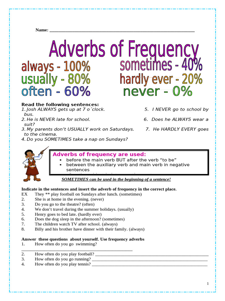 Frequency Adverbs Fun Activities Games 612 | PDF | Verb | Chess