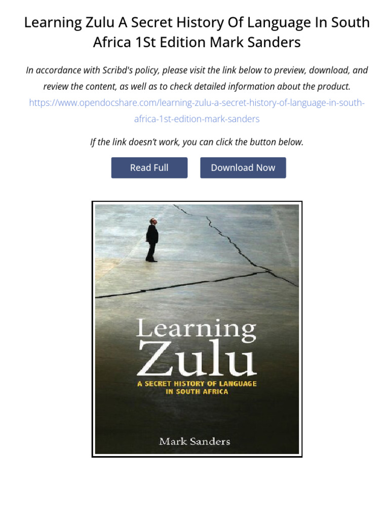 Learning Zulu A Secret History of Language in South Africa 1st Edition ...