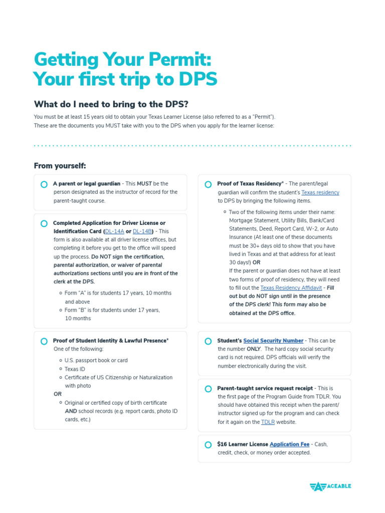 Ace Txptde Dpspermitchecklist-1 | PDF | Identity Document | Government ...
