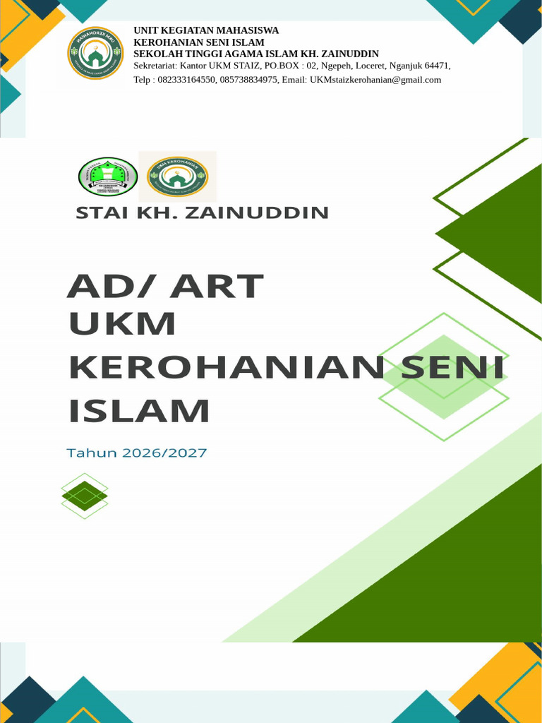 AD/ART UKM Kerohanian Seni Islam STAIZ | PDF