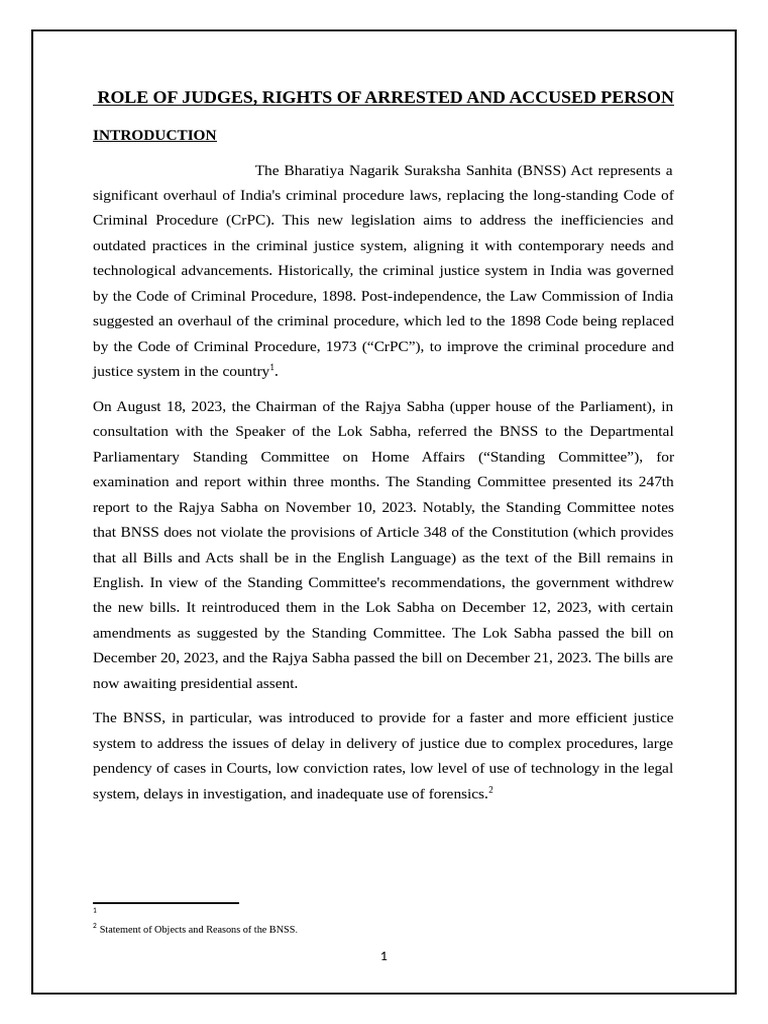 Comparitive Criminal Procedure Code- Rights of Judges^j Accused and Arrested Person | PDF ...