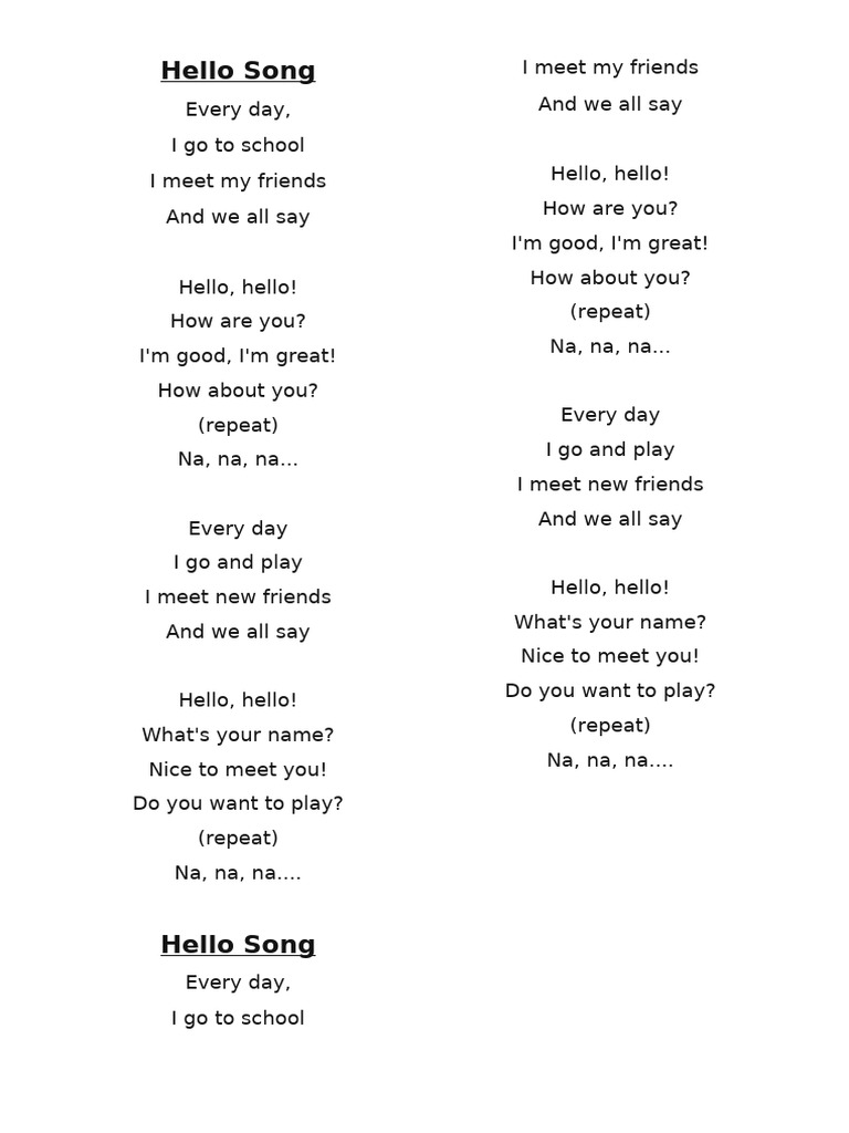 Hello Song | PDF