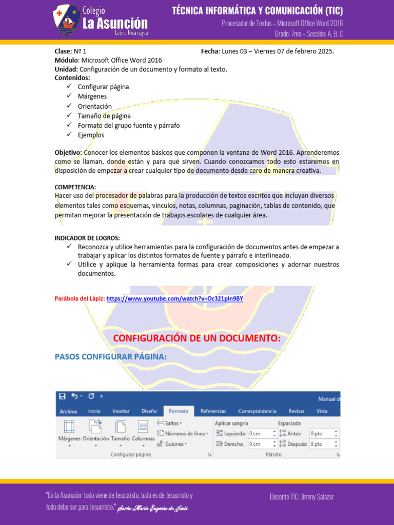 Clase 1 - Configuracion de Un Documento y Formato Al Texto - 7mo ABC ...