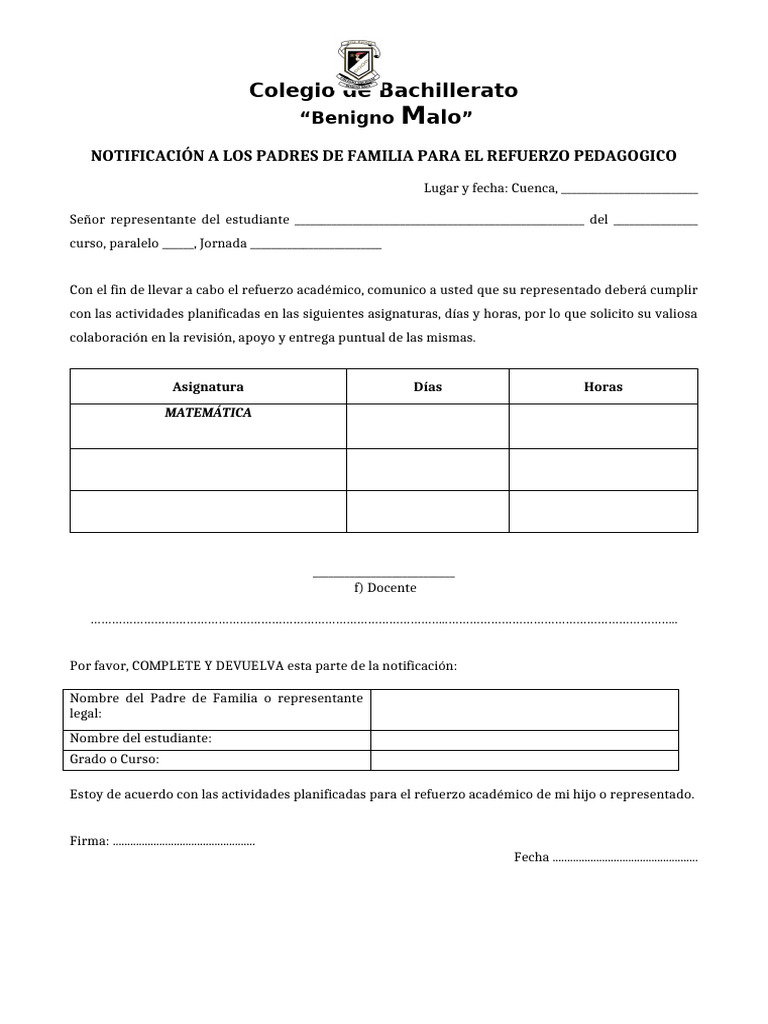 Notificacion Repre. Refuer. Acade. | PDF