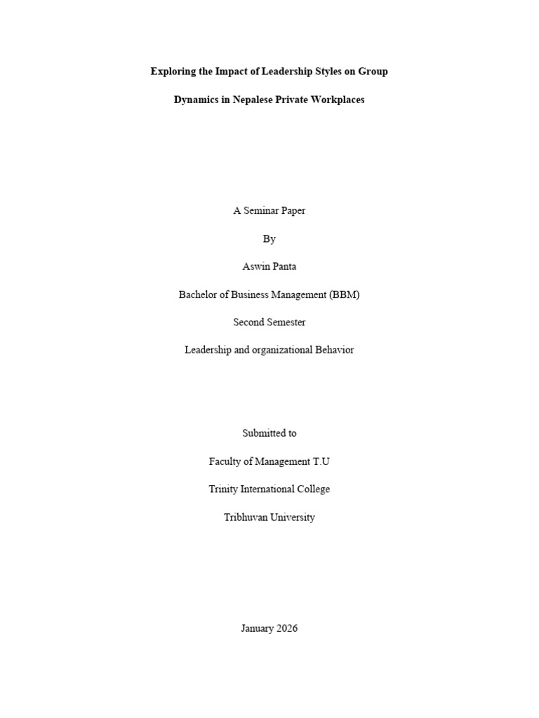Leadership Styles and Group Dynamics in Nepal | PDF | Leadership ...
